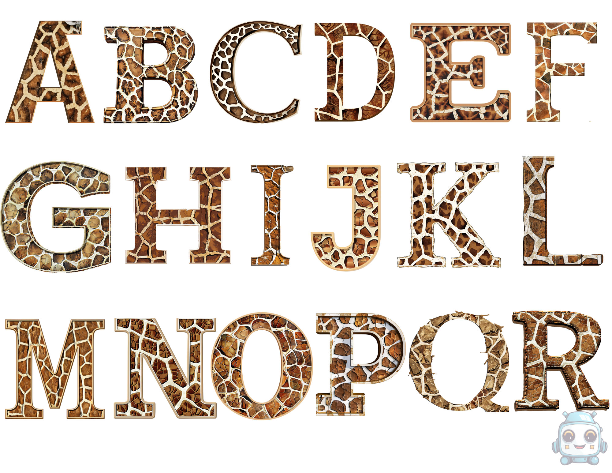 Giraffe Print Alphabet Clipart, Giraffe Letters, Transparent Background ...