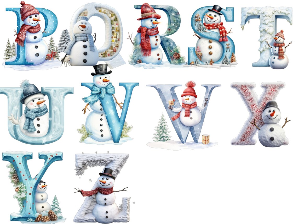 Snowman Alphabet, Letters Png, Alphabet Png, Instant Download for ...