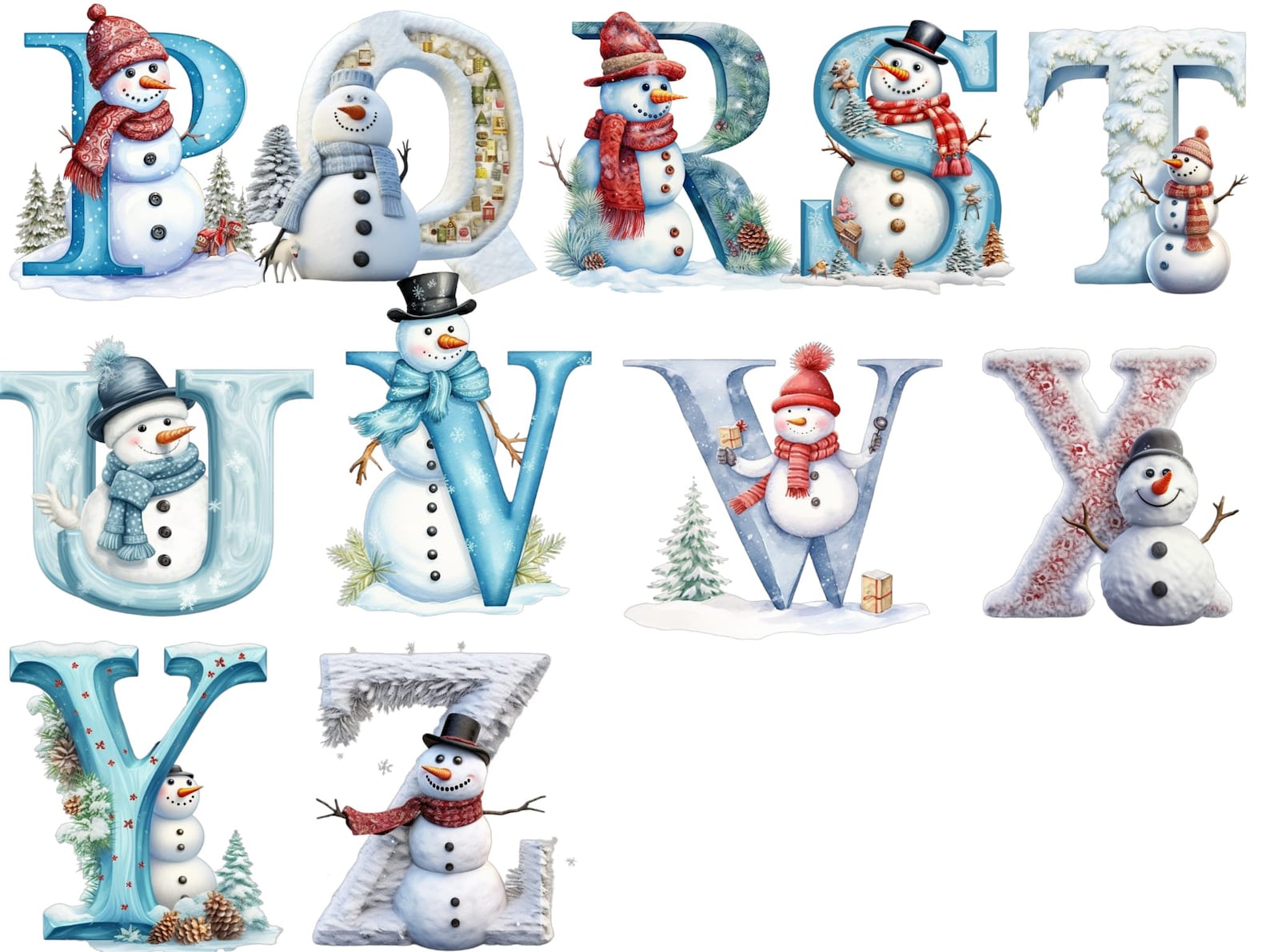 Snowman Alphabet, Letters Png, Alphabet Png, Instant Download for ...