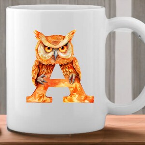 Watercolor Orange Angry Owl Alphabet, Owl Letter Instant Download for ...