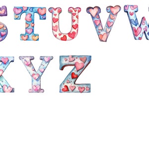 Hearts Alphabet Watercolor, Hearts Letters, Transparent Background ...