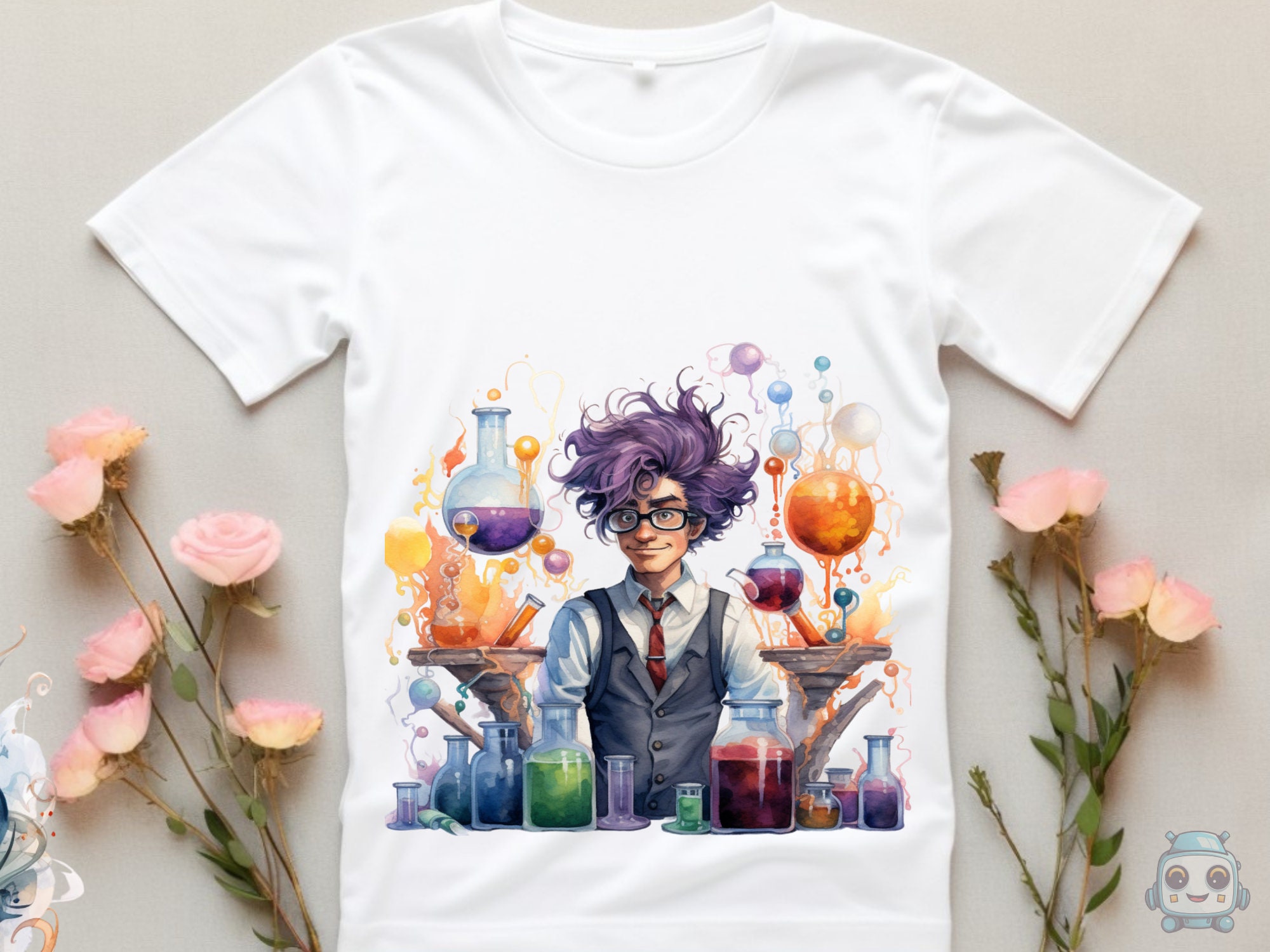 36 Mad Scientists Watercolor Clipart, Science Clipart, PNG Individual ...