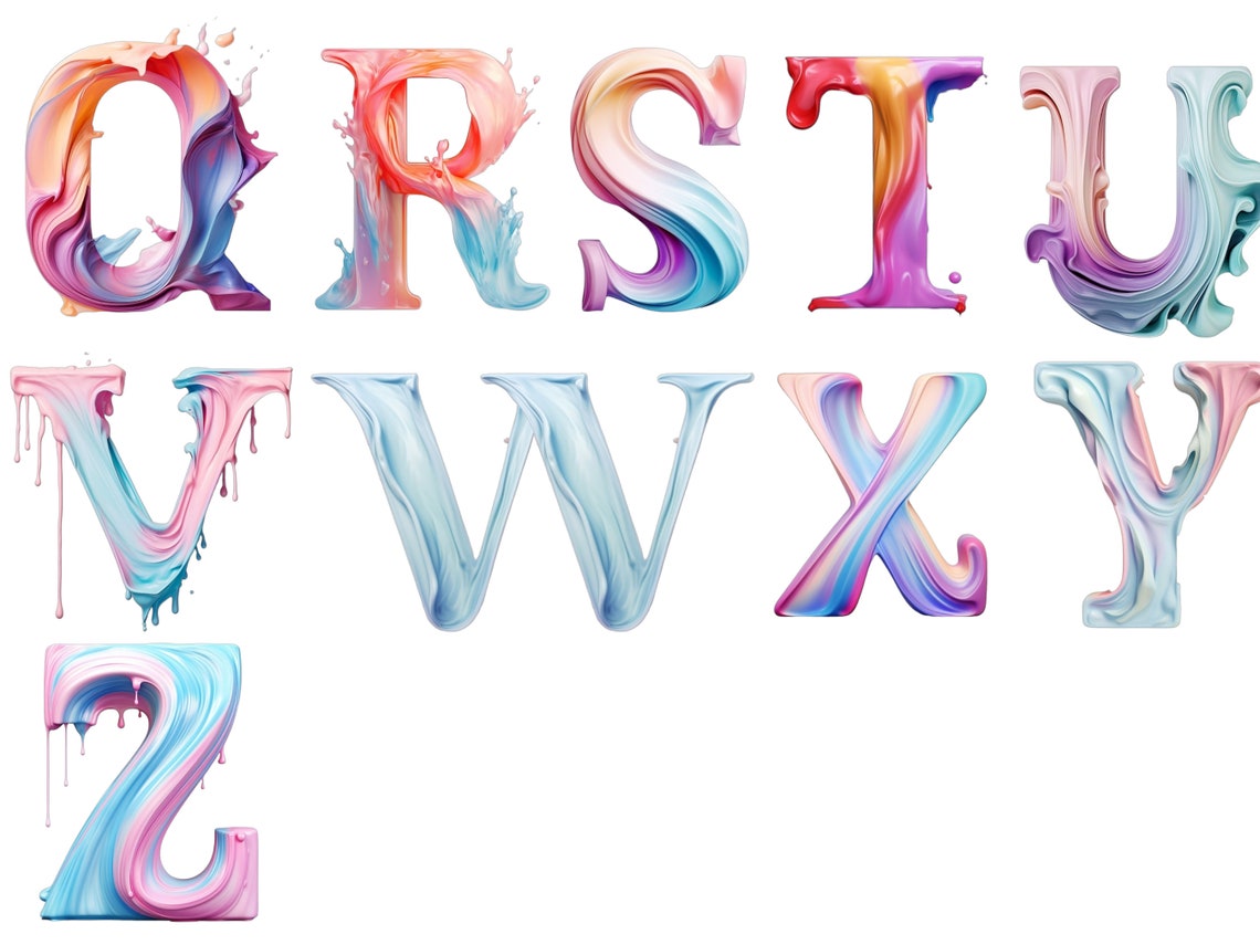 Colorful Alphabet, Transparent Background, High Quality, Clipart, 12x12 ...