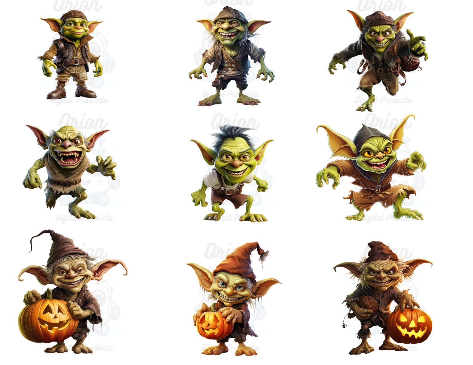 Animated Goblins Halloween Clipart, PNG Files on a Transparent ...