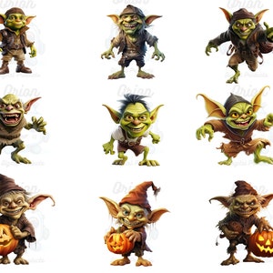 Animated Goblins Halloween Clipart, PNG Files on a Transparent ...