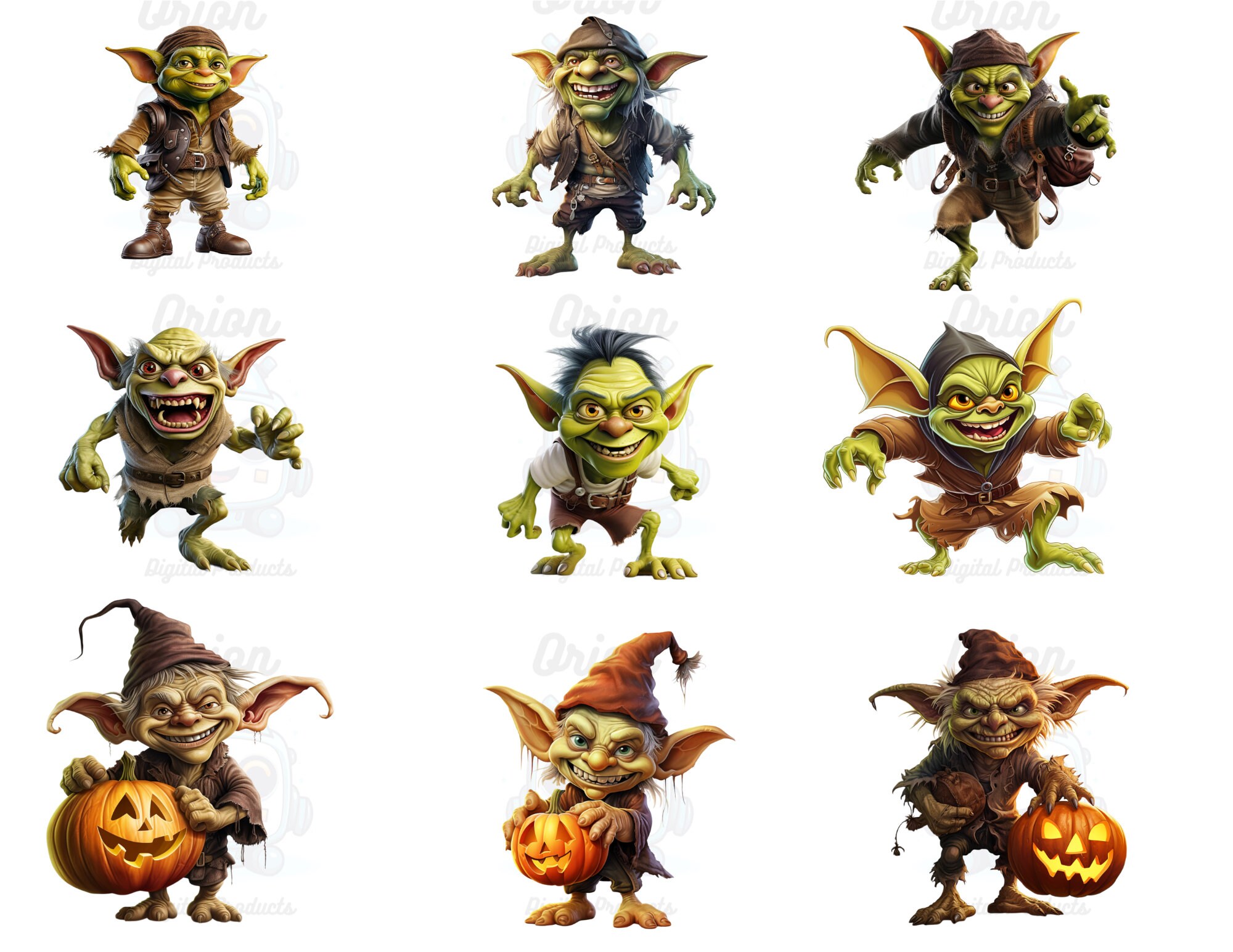 Animated Goblins Halloween Clipart, PNG Files on a Transparent Background, Commercial Use - Etsy