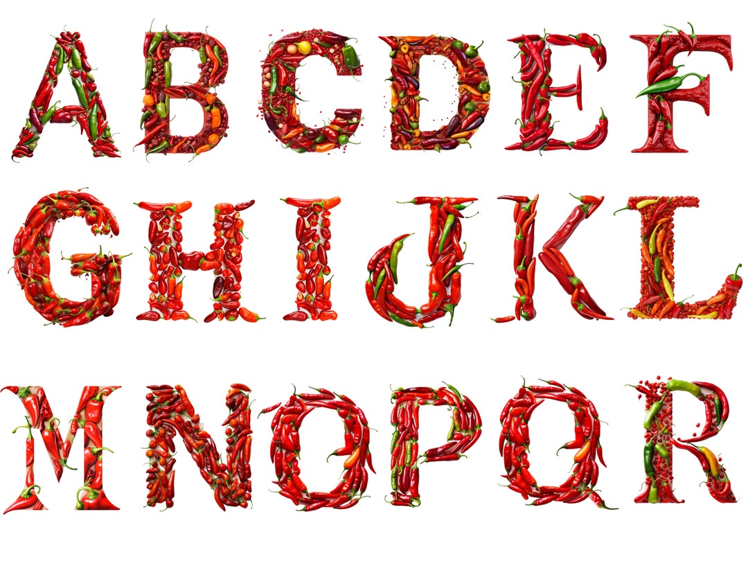 Chilli Peppers Alphabet, Letters Png, Alphabet Png, Instant Download ...