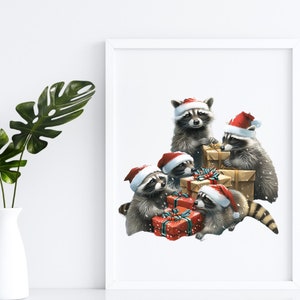24 Santa Raccoons Clipart, Christmas Clipart, PNG Individual Images on ...