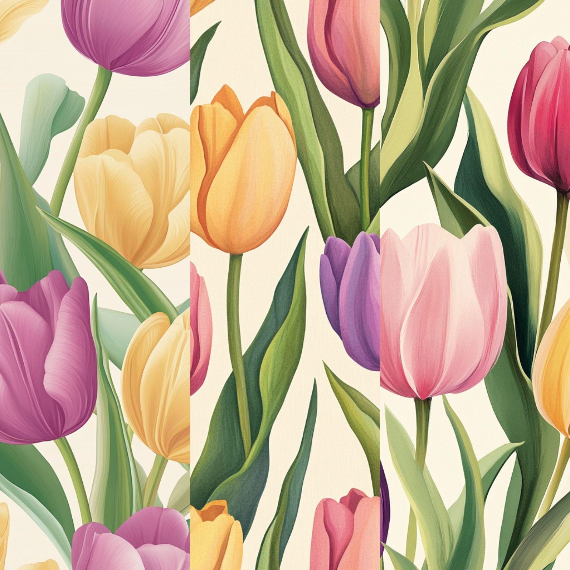 Colorful Tulip Digital Paper Bundle - Spring Floral Backgrounds ...