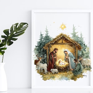 27 Nativity Scenes Watercolor Clipart, Christian Clipart, PNG ...