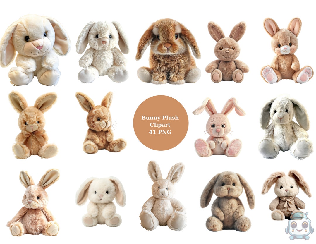 41 Plush Bunnies Clipart, Toys Clipart, PNG Digital Files on ...