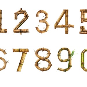 Bamboo Numbers, Bamboo Numbers Png , Instant Download for Commercial ...