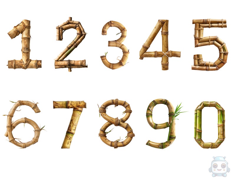 Bamboo Numbers, Bamboo Numbers Png , Instant Download for Commercial ...