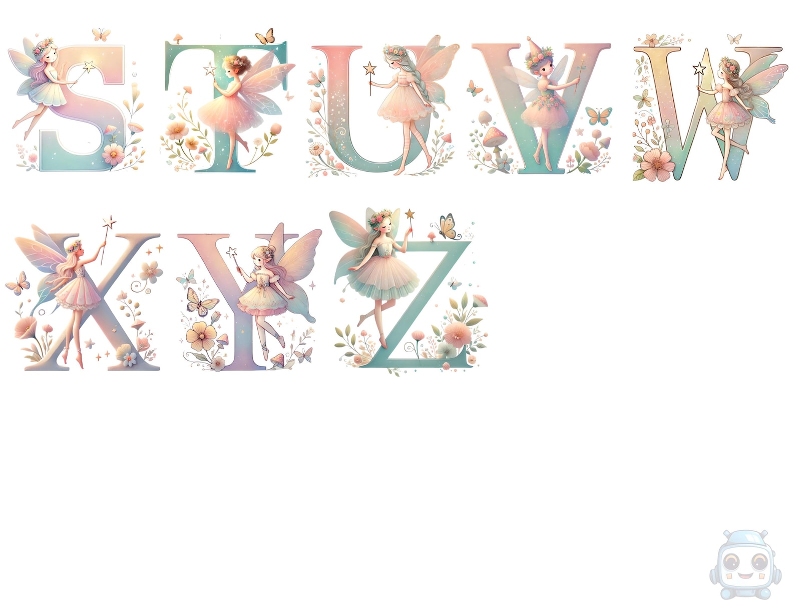 Fairy Alphabet Clipart, Fantasy Clipart, PNG Individual Images on ...