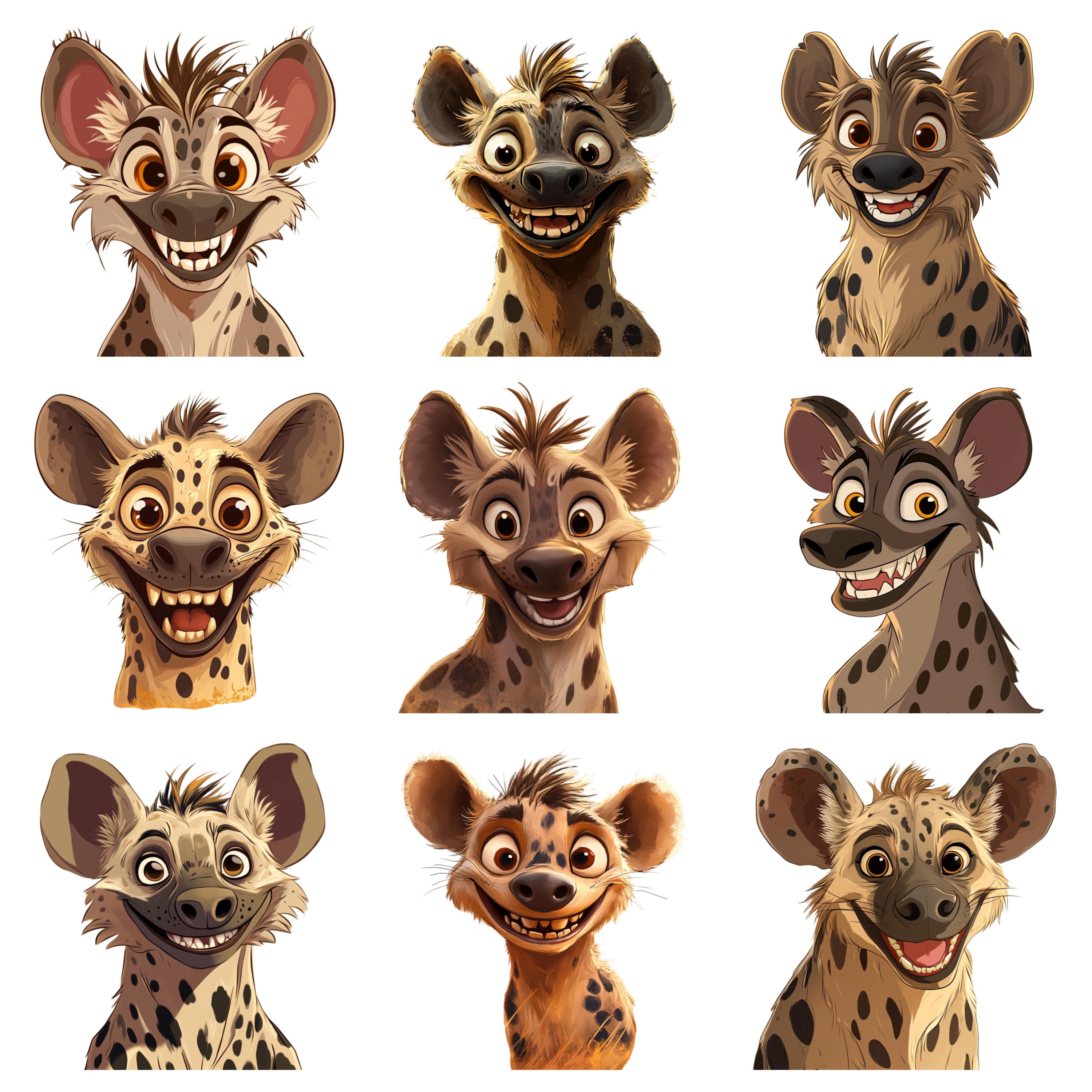 43 Hyena Clipart Bundle, Cartoon and Realistic Hyena PNG, Digital Cute ...