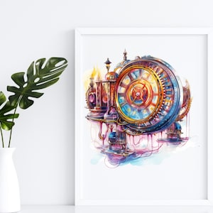 32 Time Machines Watercolor Clipart, Time Travel Clipart, PNG ...