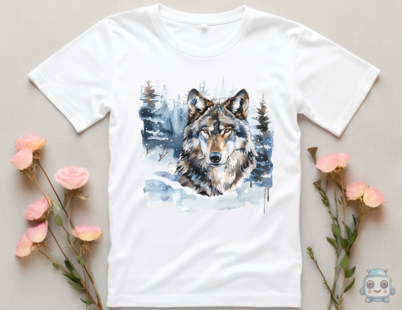 Watercolor Wolf in Winter Landscape Clipart, Winter Clipart, PNG ...