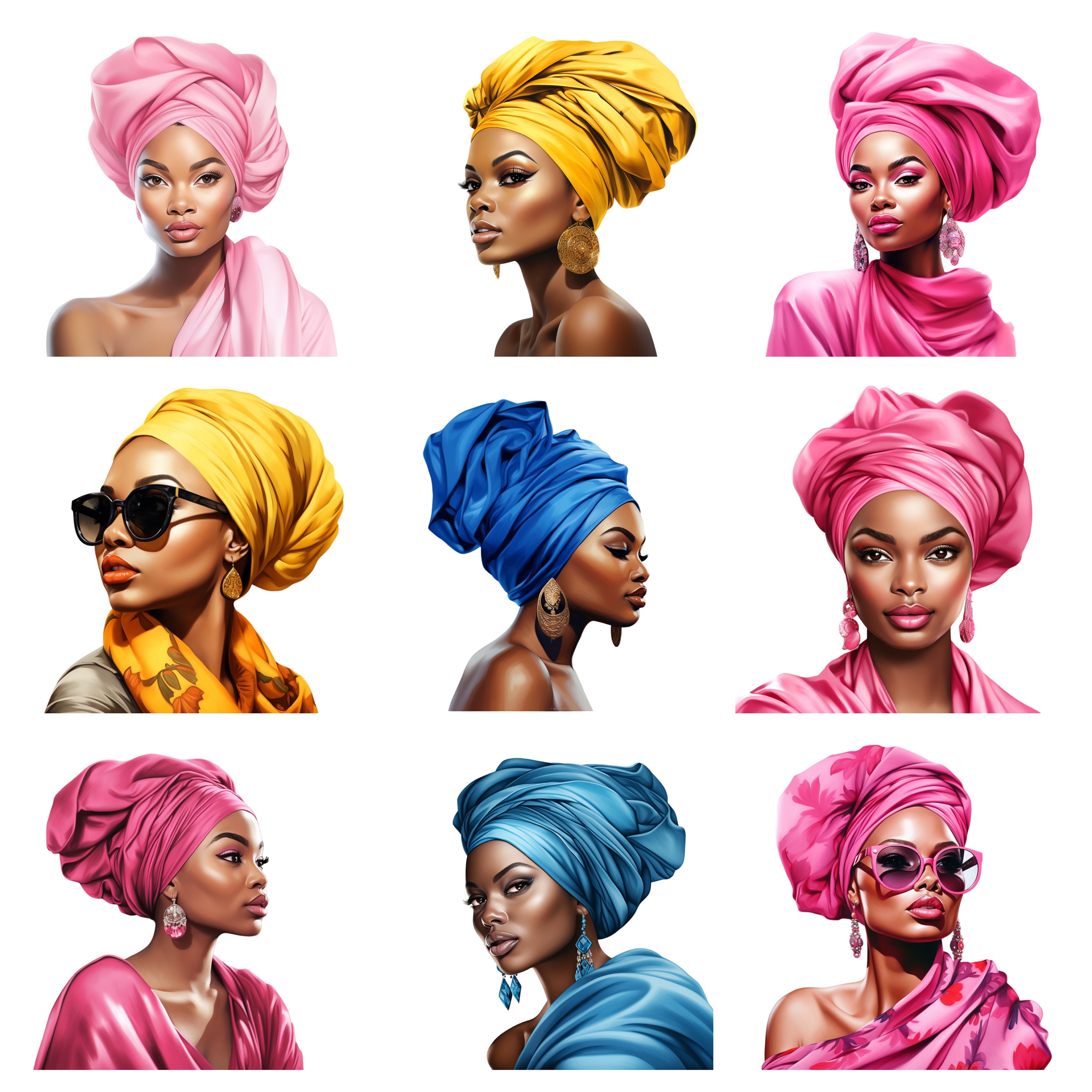47 Black Women With Turbans Clipart, Women of Color, Fashion Clipart ...