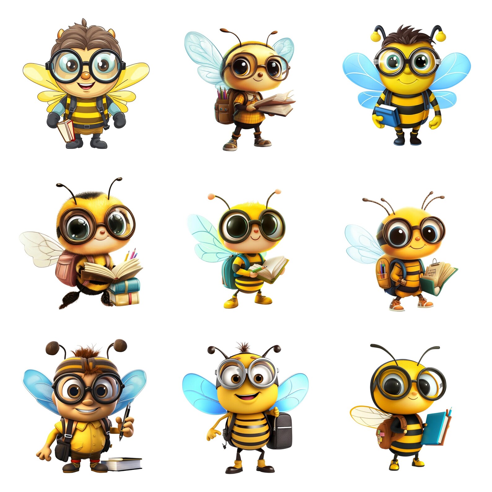50 Preschool Bees Clipart, School Clipart, Adorable School Bees, PNG ...
