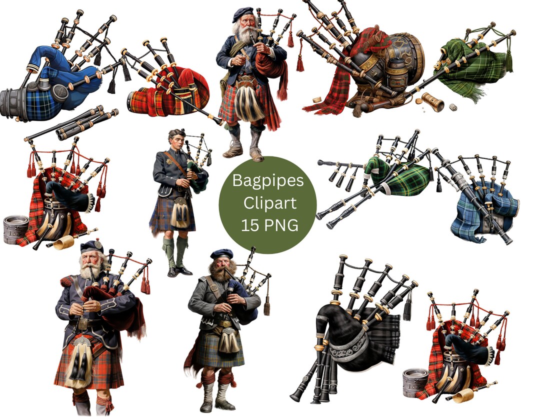 Bagpipes Clipart, PNG Digital Files on Transparent Background ...