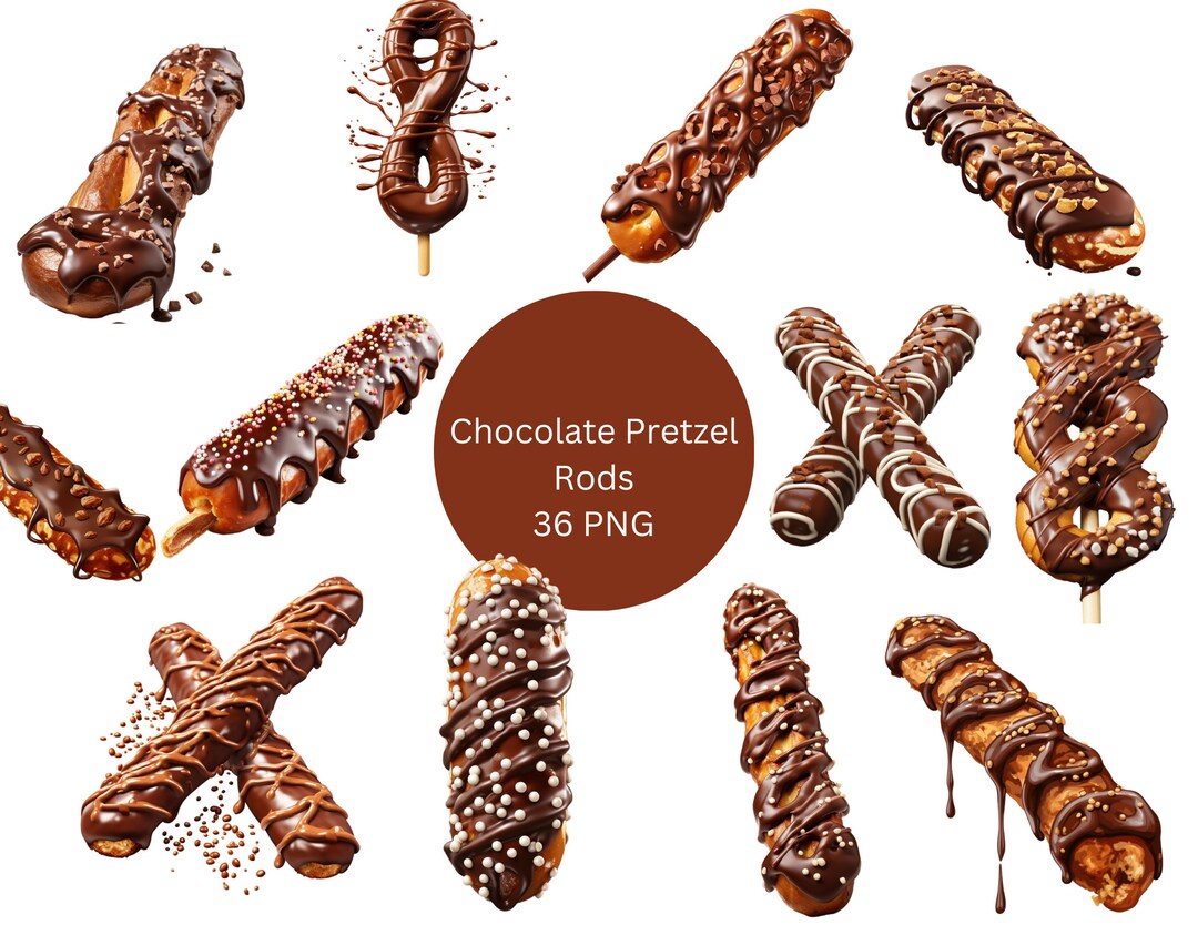 Chocolate Pretzel Rods Clipart, Dessert PNG, Digital Files on ...