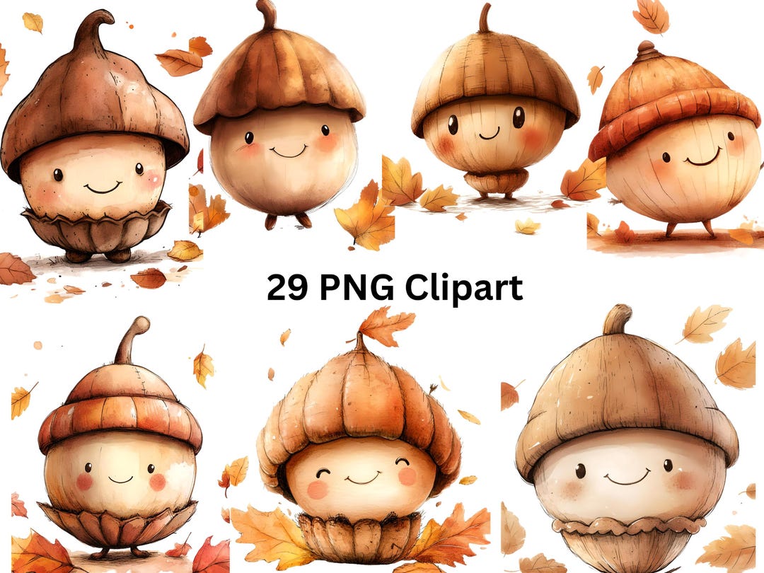 29 Whimsical Acorns Clipart, Whimsical Clipart, PNG Individual Images ...