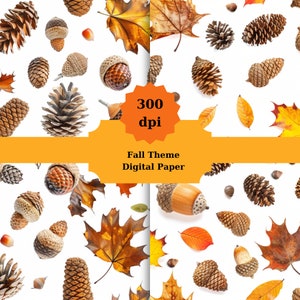 Fall Theme Digital Paper, Digital Paper Pack, Printable Scrapbook ...