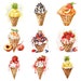 Watercolor Stuffed Waffles Cones Ice Creams Clipart, PNG Individual ...