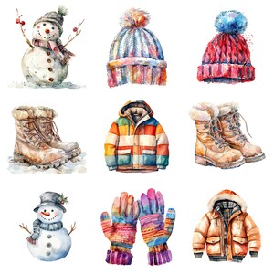 36 Watercolor Winter Bundle Clipart, PNG Individual Images on ...