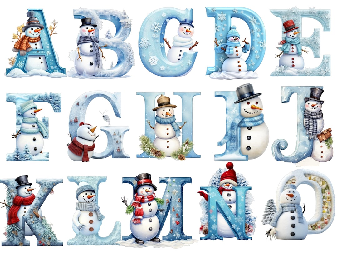 Snowman Alphabet, Letters Png, Alphabet Png, Instant Download for ...