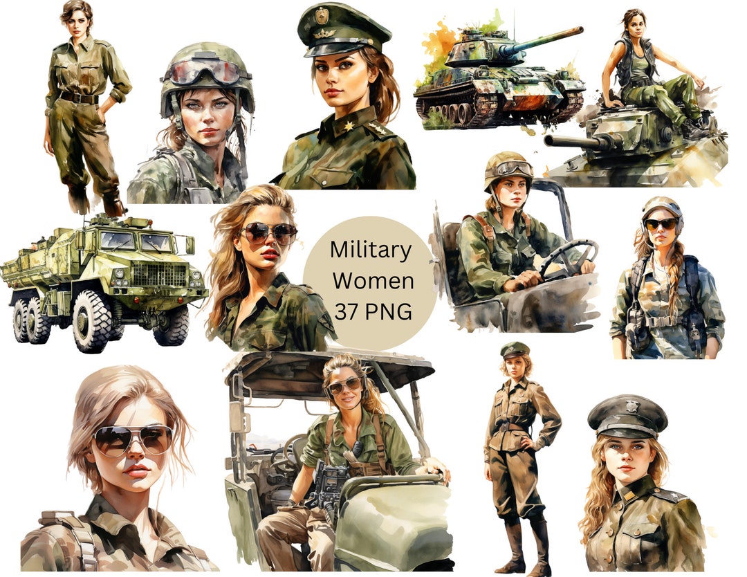 Watercolor Military Women Clipart, PNG Digital Files on Transparent ...