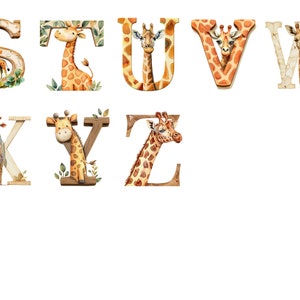 Giraffe Alphabet Watercolor, Giraffe Letters, Transparent Background ...