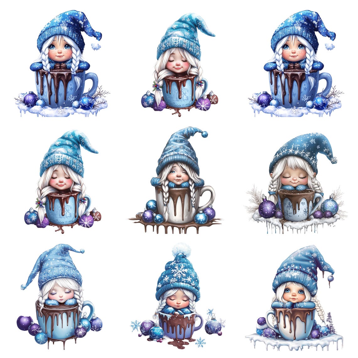 28 Winter Gnome Girls Clipart, Christmas Clipart, PNG Individual Images ...
