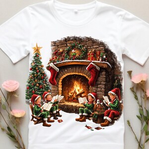 33 Santa Elves at Fireplace Clipart, Christmas Clipart, PNG Individual ...