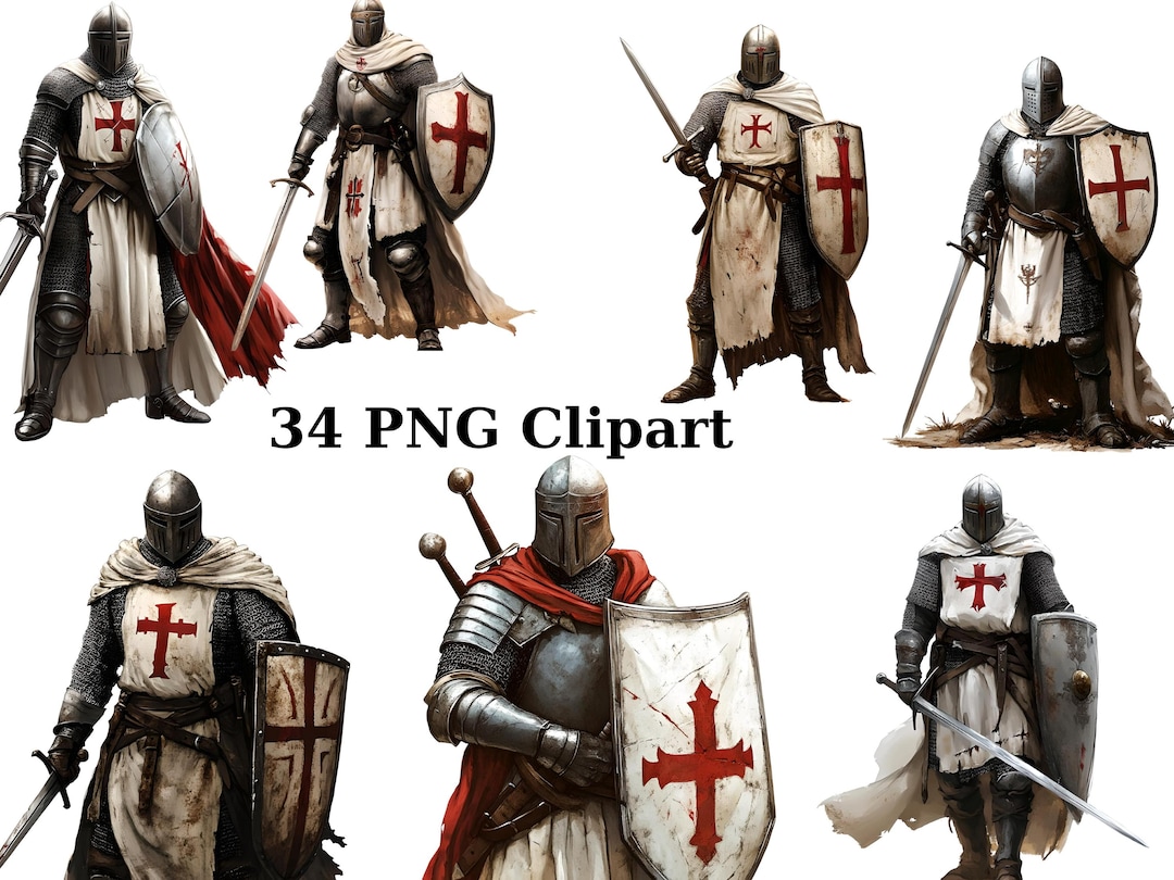 34 Knight Templars Clipart, Medieval Clipart, PNG Individual Images on ...