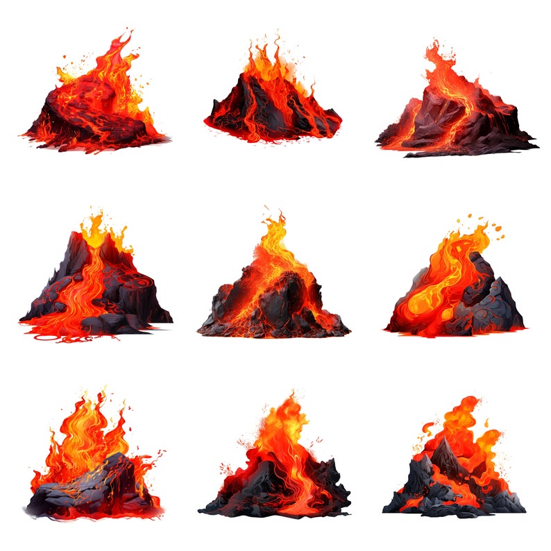 Lava Clipart Magma Clipart PNG Digital Files on Transparent - Etsy