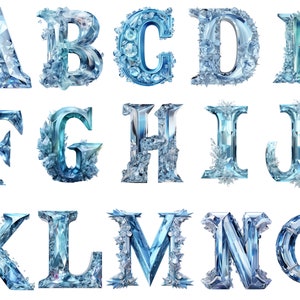 Crystal Alphabet PNG Digital Files, Flowers, Butterflies, Scrapbook ...