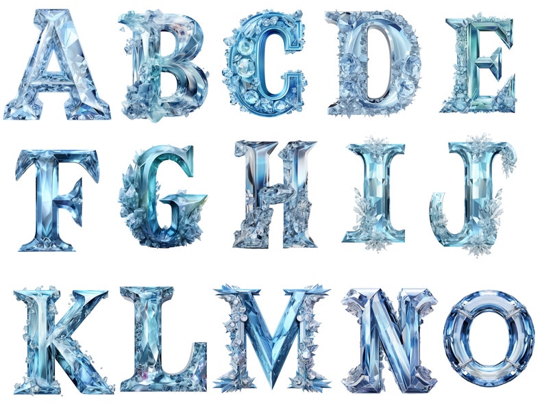 Crystal Alphabet PNG Digital Files Flowers Butterflies - Etsy