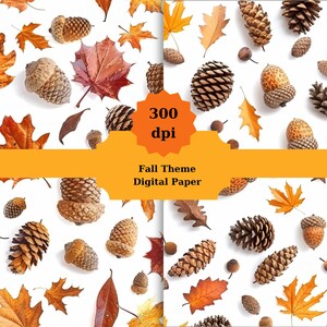 Fall Theme Digital Paper, Digital Paper Pack, Printable Scrapbook ...
