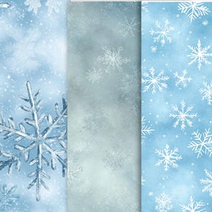 Snowflake Digital Paper, 18 Frosty Blue Winter Backgrounds, Vintage Ice ...