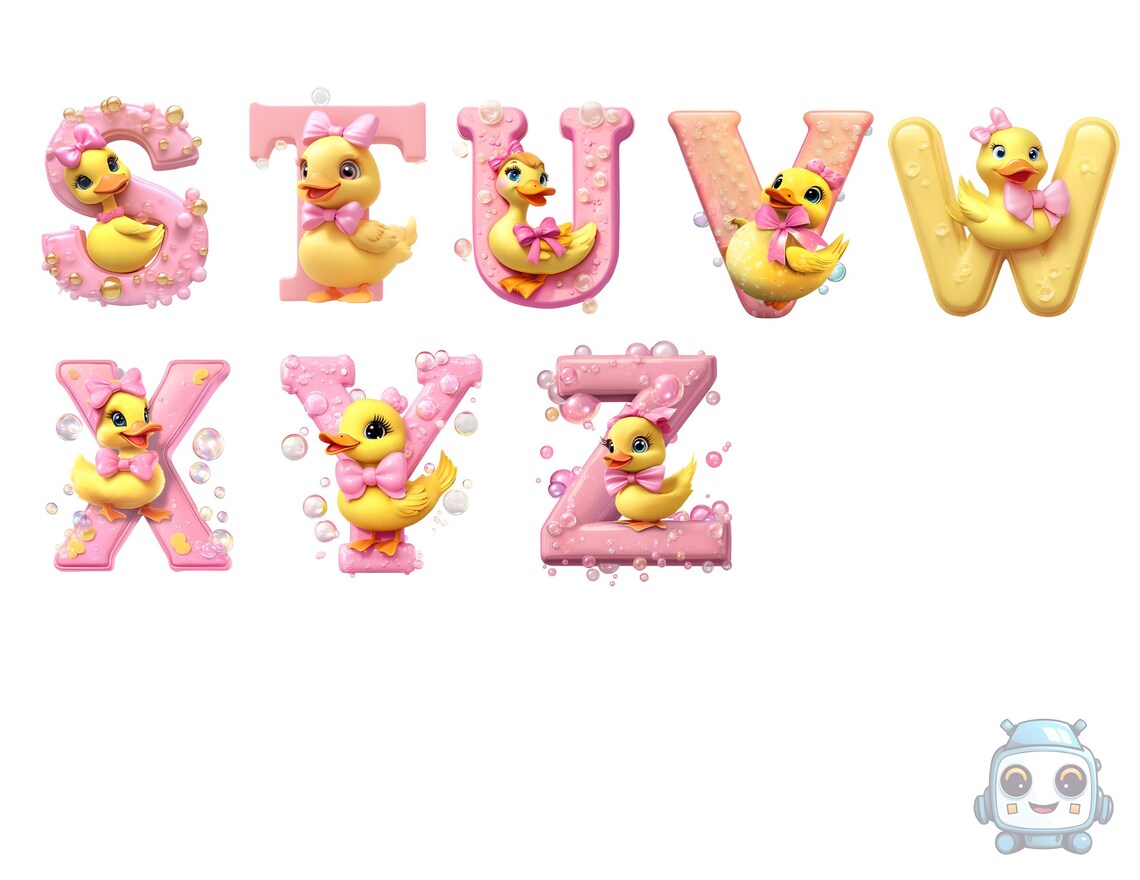 Cute Duck Alphabet Clipart, Alphabet Clipart, PNG Individual Images on ...