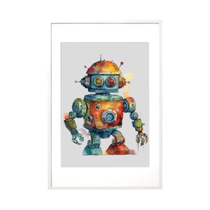 Watercolor Cute Robots Clipart, PNG Digital Images, Commercial Use ...