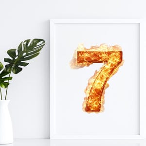 Fire Numbers Watercolor Clipart, Numbers Clipart, PNG Individual Images ...