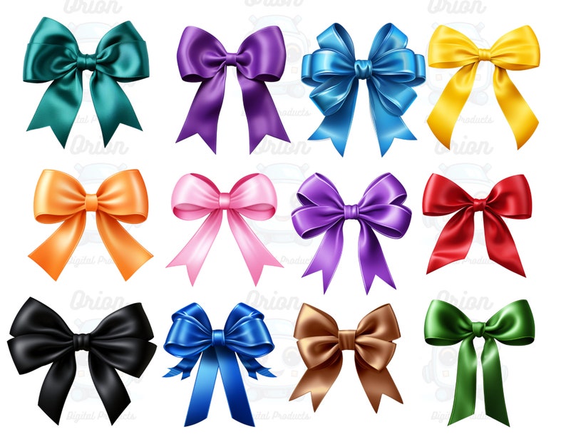 Ribbons Clipart, PNG Digital Files on a Transparent Background, Instant ...