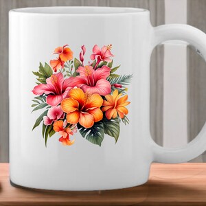 Watercolor Tropical Flowers Clipart, PNG Individual Images on ...