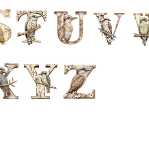 Watercolor Kookaburras Alphabet, Letters, PNG Individual Images ...