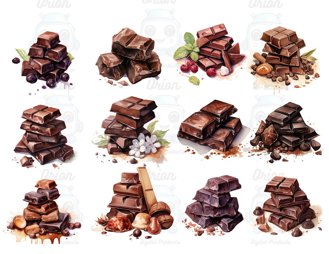 Chocolate Watercolor Clipart, Melted Chocolate PNG, Cocoa Beans, PNG ...