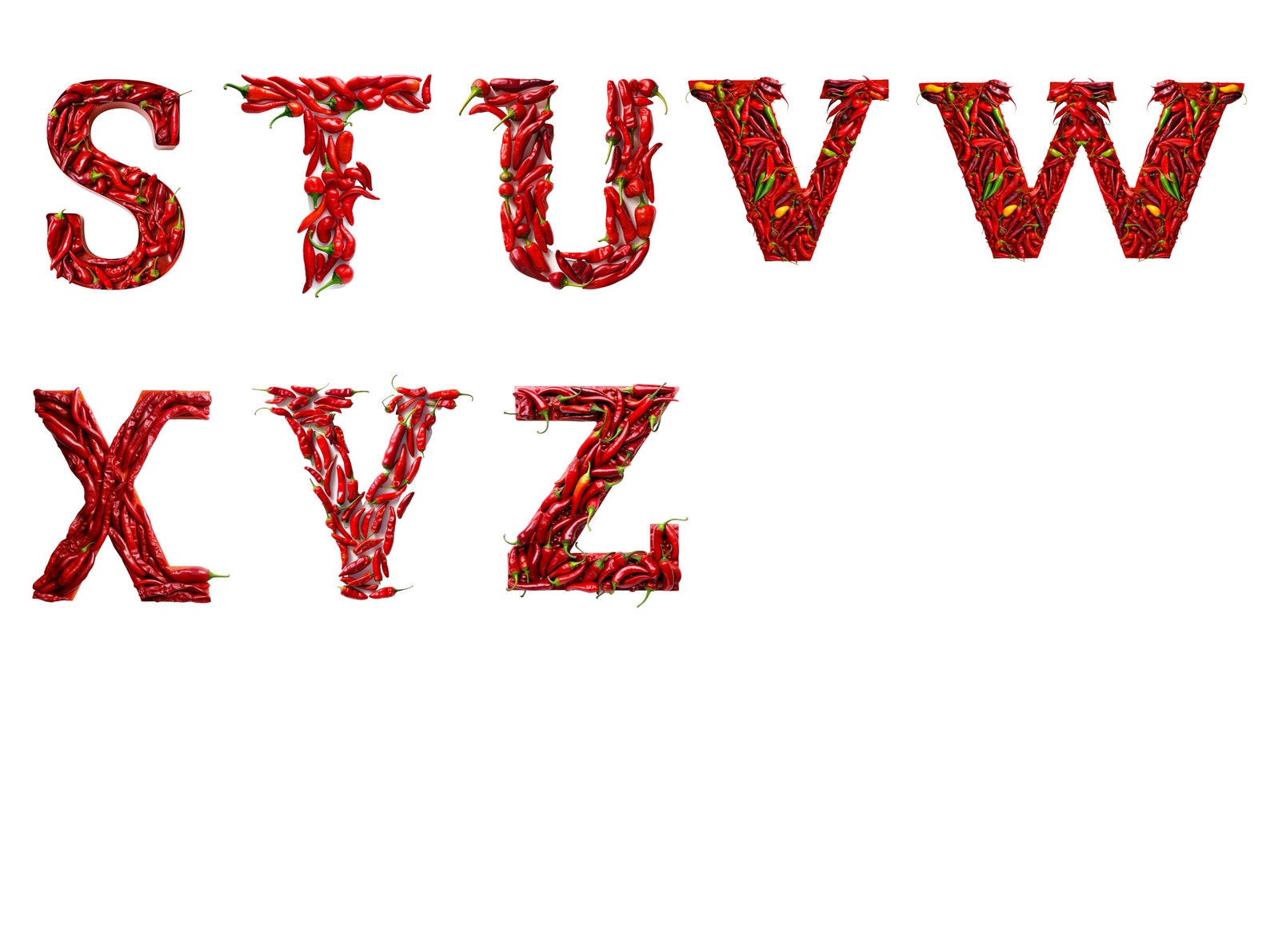 Chilli Peppers Alphabet, Letters Png, Alphabet Png, Instant Download ...