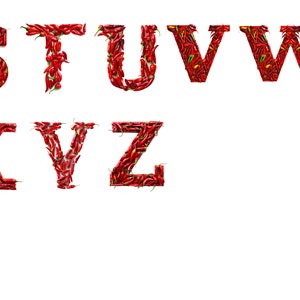 Chilli Peppers Alphabet, Letters Png, Alphabet Png, Instant Download ...