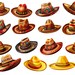 Sombreros Hats Clipart, PNG Digital Files on a Transparent Background ...
